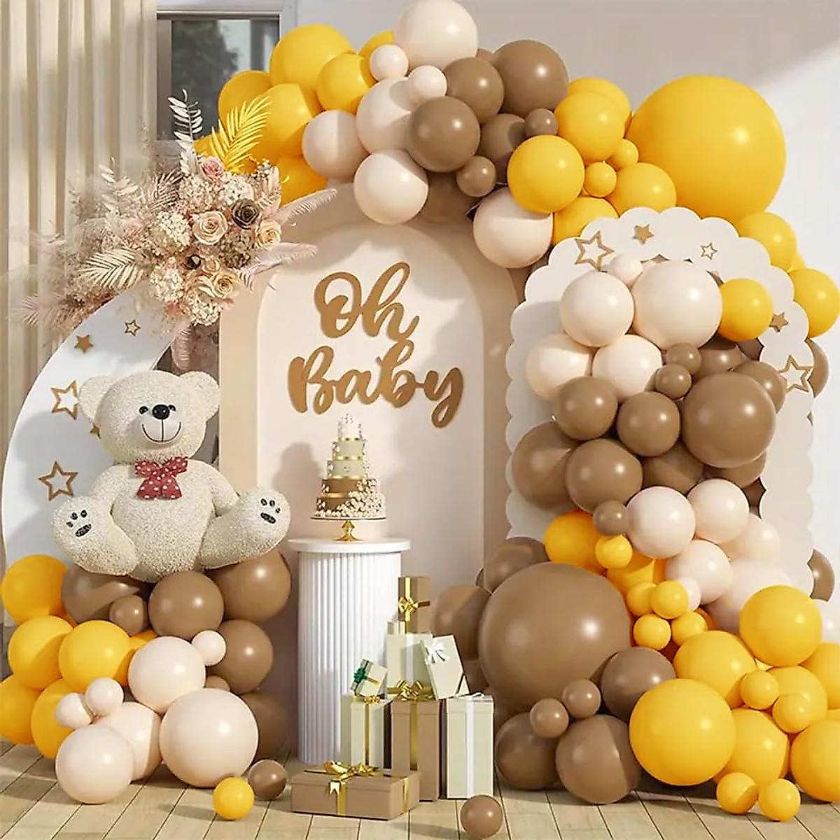 Orange Brown Nude Balloon Arch Kits - 134Pcs Orange Apricot Tan Latex Balloons Garland - Ideal for Neutral Baby Shower Gender Reveal Sunflower Bee Theme Birthday Party Decorations Supplies
