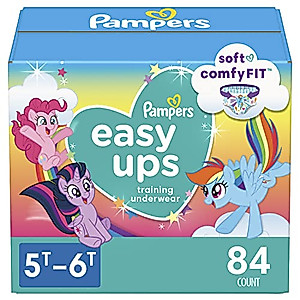 Pampers Easy Ups Training Underwear Girls, 5T-6T Size 7 Diapers, 84 Count (Packaging & Prints May Vary)