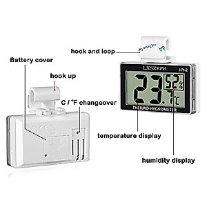 LXSZRPH Reptile Thermometer Hygrometer HD LCD Reptile Tank Digital Thermometer with Hook Temperature Humidity Meter Gauge for Reptile Tanks, Terrariums, Vivarium (2packs)