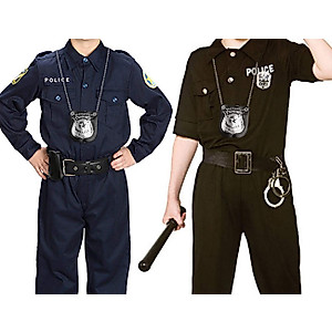 Joy Join Kids Police dress up Accessories Pretend Play Special Police Badge with Chain(Black)