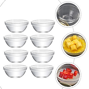 Hemoton Glass Prep Bowls 8Pack Mini Glass Bowls Set, 2.36in (6cm) Small Bowls, Dessert Bowls for Ice Cream, Snack Bowls, Side Dishes, Small Serving Bowls for Dipping, Prep Custard Cups