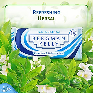 Bergman Kelly - Hotel Soap Bars - White Tea, 1 oz, 100 PK - Travel Size Luxury Bulk Amenities Bar Soap - Mini Individually Wrapped Rectangular Soap, Small Toiletries for Airbnb, Motel, Guest Bath