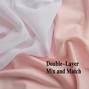 GY Nursery Curtains Catarina Layered Solid Blackout and Sheer Window Curtain Panel Pair for Kids/ Girls Bedroom Living Room Nursery, Blush Pink, 42x63 Inch, Set of 2 Panels