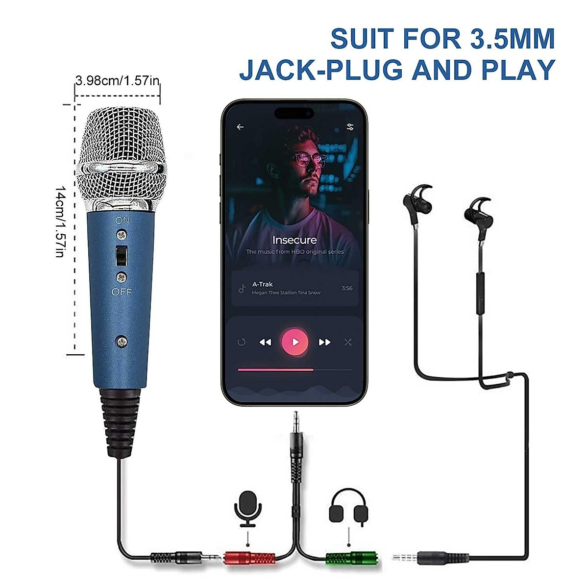 LOOYUAN Blue Condenser Recording Microphone 3.5mm Plug and Play PC Microphone, Broadcast Microphone for Computer Desktop Laptop MAC Windows Online Chatting Podcast Skype YouTube Game（Blue