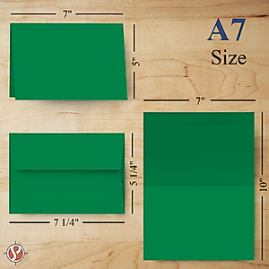 Holiday Christmas Green Blank 5x7 Greeting Cards with Green A7 Envelopes (25 per Pack)