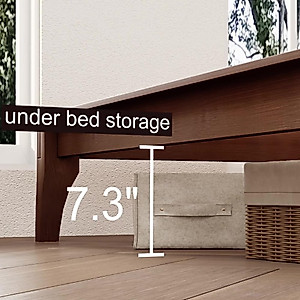 Merax Mid-Century Bamboo Platform Bed, Queen Size Bed Frame with Wood Slat Support, No Box Spring Needed, Easy Tool-Free Assembly, Brown