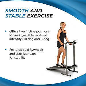 Stamina Inmotion T900 Manual Treadmill - Foldable Fitness Treadmill with Smart Workout App - Non-Motorized Treadmill for Home Workout - Up to 225 lbs Weight Capacity