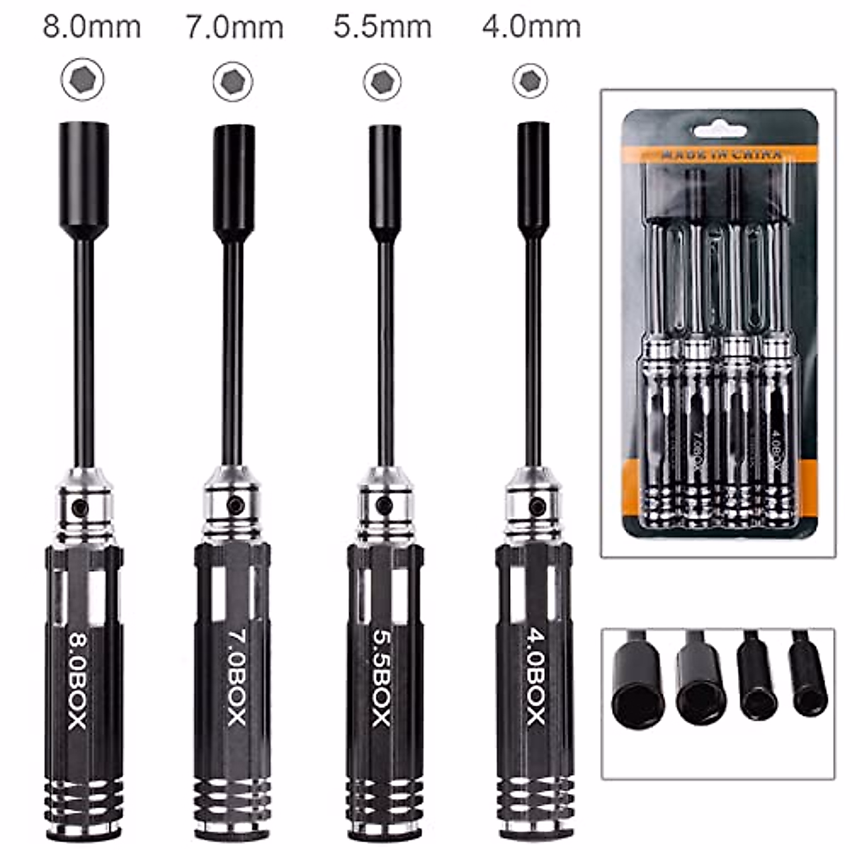 Hobbypark Hex Driver Set (1.5mm 2.0mm 2.5mm 3.0mm), Hex Nut Driver Set(4.0/5.5/7.0/8.0mm) Screwdriver Kit, 17mm Wheel Wrench, RC Screw Tray, Turnbuckle Wrench, RC Repair Tools Kit for RC Cars