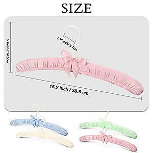 36 Pack Women Padded Hangers Bulk Satin Padded Sweater Hangers No Shoulder Bump 15.2 Inch Anti Slip Wooden Foam Silk Hangers for Wedding Dress Covered Coat Clothes Suits Lingerie, 4 Colors