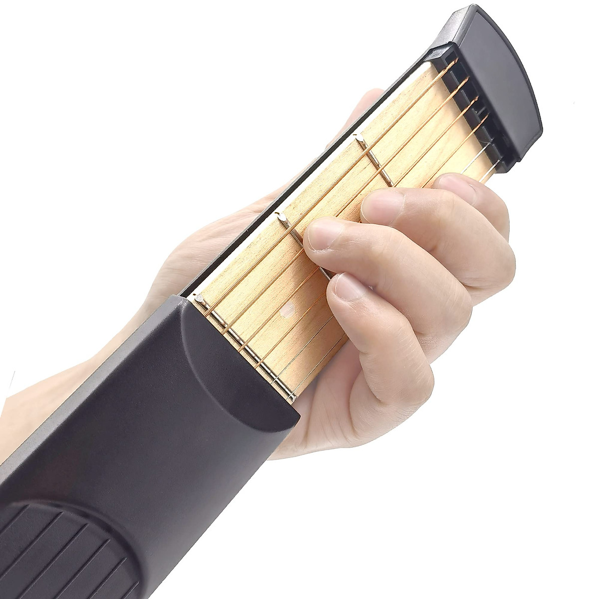 Pocket Guitar Practice Neck, 6 Frets Portable Guitar Chord Trainer Practice Tool for Beginners and Starters, Black Mini Guitar Trainer Tool Mini Pocket Guitar Trainer Guitar Beginners Trainer
