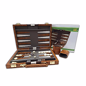CHH 18" Brown and White Backgammon Set