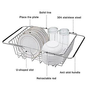 NDYKWL 3-in-1 Dish Drying Rack, Dish Drainer in Sink, Dish Rack Over The Sink or On Counter , Rustproof, Easy to Clean, Save Counter Space for Kitchen
