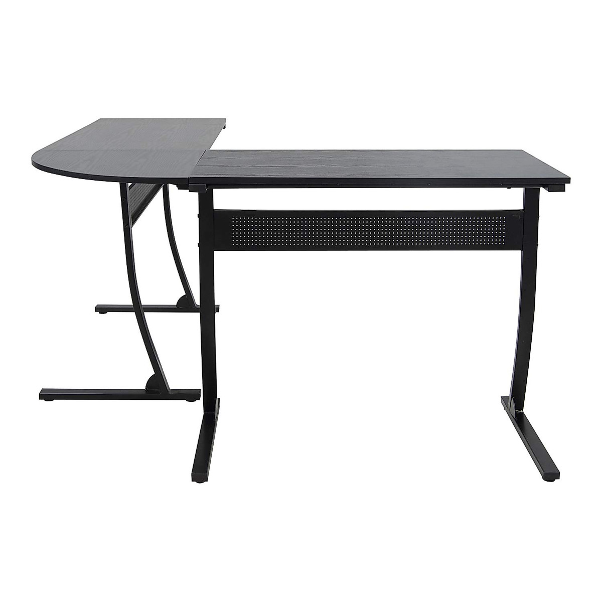 L-Shaped Computer Gaming Desk, 54.3'' Corner Writing Table Workstation Multipurpose Space-saving Study Laptop Table with Wide Desktop & Sturdy Metal Legs for Home Office Bedroom, Easy Assembly, Black