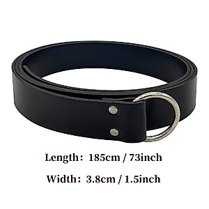 HiiFeuer Medieval PU Leather Ring Belt, Retro Renaissance Rivets Belt for LARP, Ren Faire & Parties (Black A)