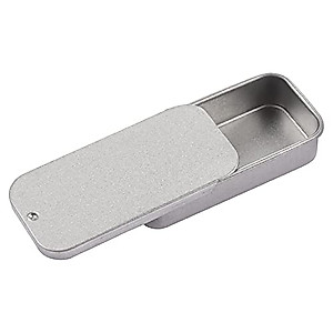 JEATHA 10Pcs Mini Metal Tin Containers with Sliding Cover Lids Portable Rectangular Box for Lip Balm Solid Perfumes Spices Silver One Size