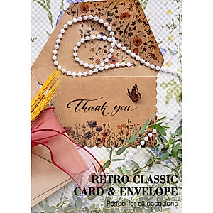 AZAZA Floral Thank You Cards with Envelopes 24 PK, Wedding Thank You Cards Unique Floral Design, 4x6 Wildflower Thank You Notes for Baby Shower, Bridal Shower, Sympathy (Kraft Butterfly)