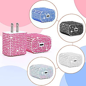 Outus 10 Pieces Rhinestones Wall Charger Stickers Bling Handmade USB Charger Crystal Decorations Artificial Diamond Charger Sticker Compatible with iPhone iPad Plug Power Adapter DIY for Women