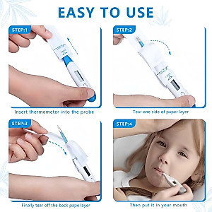 OBTANIM 100 Pieces Disposable Digital Thermometer Probe Covers Clear Temperature Sheath Sleeves for Oral, Rectal, Armpit