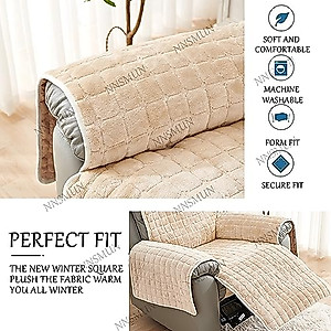 Armrest Chair Covers, Sofa Arm Protector Covers, Plush Armchair Cover, Furniture Protector Corner Sofa, Stretch Armchair Couch Arm Rest Cover for Recliner, Chair, Sofa (Beige,3 seater(167*190CM))