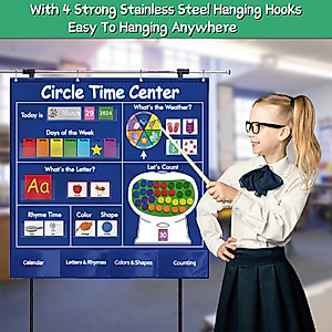 KIKIGOAL Circle Time Center Classroom Pocket Chart Educational Pocket Chart Teaching Materials Learning Calendar Weather Counting Letter Color Shape etc