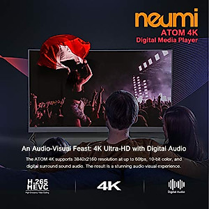 NEUMI Atom 4K Ultra-HD Digital Media Player for USB Drives and SD Cards - Plays 4K/UHD 60fps Videos, HEVC/H.265, HDMI and Analog AV, Automatic Playback and Looping Capability