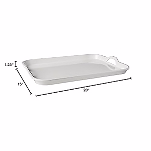 Hutzler Melamine Serving Tray with Handles, 20" x 15", White