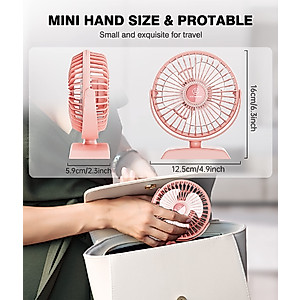 JZCreater USB Desk Fan, USB Fan Mini, 360 Rotation Desktop Fan with 3 Speed, Table Personal Cooling Fan, Quiet Mini Desk Fan, USB Powered, Small Fan for Home Office Bedroom Car Travel, Pink