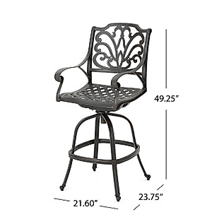 Christopher Knight Home Alfresco Outdoor Bronze Finished Cast Aluminum Barstools, 2-Pcs Set, Bronze
