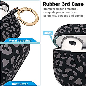 Leopard Silicone Airpods 3 Case 2021 (Not Fit Pro), Gawnock Soft Case Cover Flexible for Airpods 3rd Generation Floral Print Cover for Women Girls with Keychain (Grey Leopard)