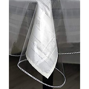 BRODER MFG. INC. Tablecloth Protector Crystal Clear Vinyl (52"x70" Oblong) | Thick, Durable Clear Table/Tablecloth Protector | Perfect for Parties, Special Occasions, Gatherings, and Everyday Use