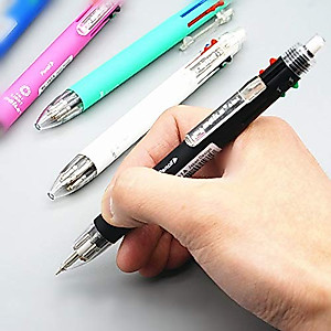 Ipienlee 5 + 1 Multifunctional Pens 5 Color 0.7 mm Ballpoint Multi Pen and 0.5 mm Mechanical Pencil in One Pen, Pack of 6