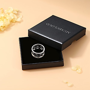 MUSECLOUD Two-color Celtic Rings 925 Sterling Silver 13MM Band Ring Celtic Love Knot Rings White Gold and 14K Gold Plated Eternity Rings Simple Wedding Band For Women Ring Size (7)