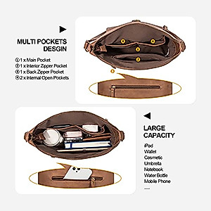 KouLi Buir Cross Body Bag Purses for Women - PU Leather Shoulder Handbags Sling Bag Medium Multi Pocket Lightweight (Brown)