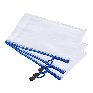 YOKIVE 3 Pack Mesh Zipper Bags, B5 Mesh File Pockets | Plastic Document Pouch, Great for Office Appliances Travel Storage(White)