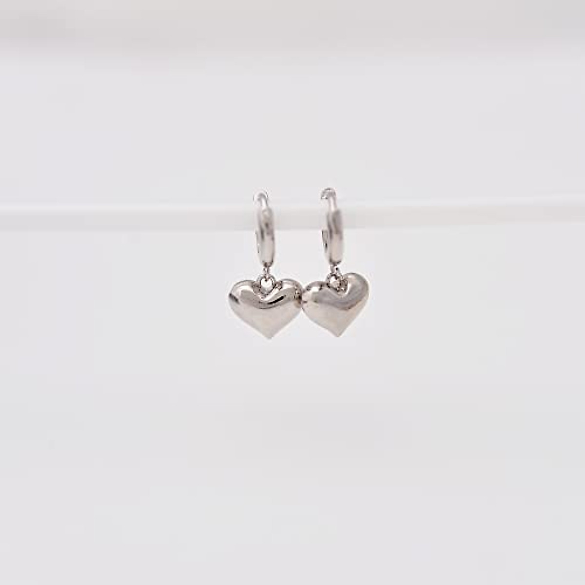 Dainty Puffy Heart Huggie Hoop Earrings • Gold Silver Rose Hoops • 3D Heart • Love Heart Dangle Earrings • Gift for Her • Minimalist 274