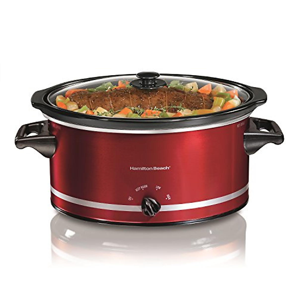 Hamilton Beach 400943318406 33184 Oval Slow Cooker, 8-Quart, Red