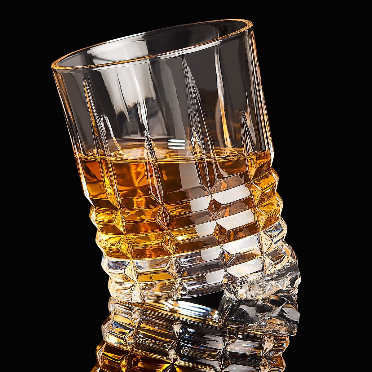 OPAYLY Whiskey Glasses Set of 4, bourbon glass 10 oz Old Fashioned rocks glasses Tumblers for Drinking Bourbon Scotch Whisk Cocktails Rum Cognac Vodka Liquor Cognac Gifts for Men Luxury Box…