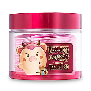 Elizavecca Exfoliate,Cleansing, Milky Piggy Hell-Pore Perfect Wine Sparkling Peeling Pad