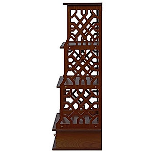 Design Toscano Chinese Chippendale-Style Triple Shelf Hardwood Curio, 33 Inch, walnut Finish