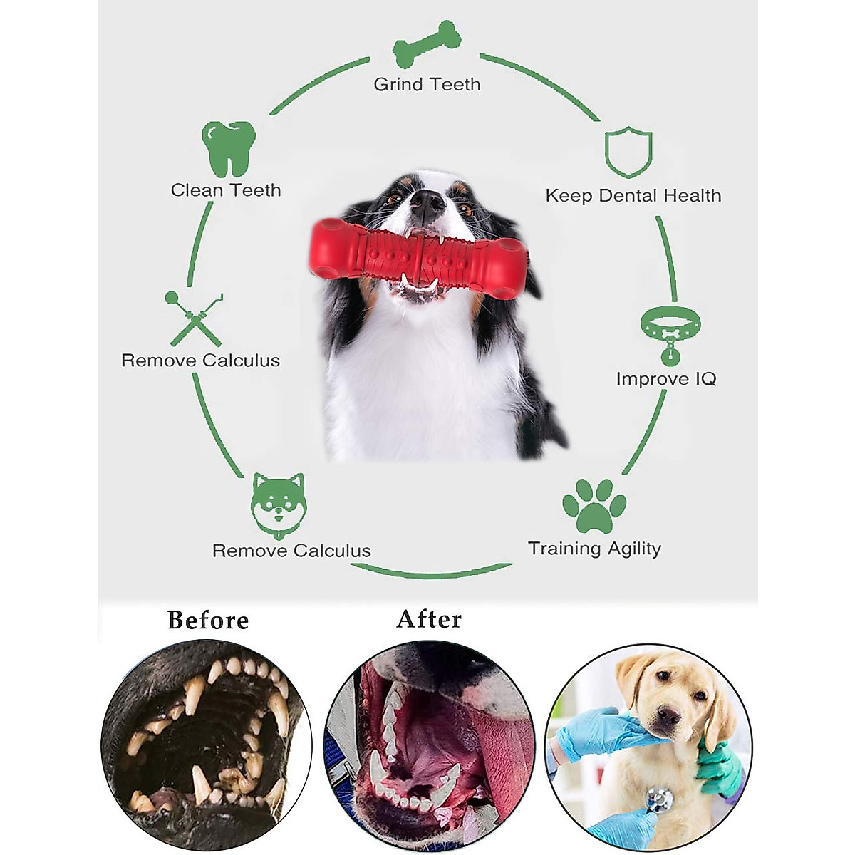 Dog Squeaky Toys Almost Indestructible,bfuee Dog Chew Toys for Aggressive Chewers, Toughest Natural Rubber,Pet Chew Toys for Medium and Large Breed,Bone Shape