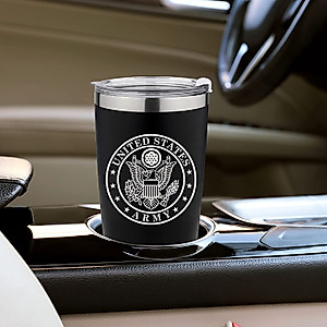 Abctec 20 oz US Army Black Double Wall Vacuum Insulated Stainless Steel Tumbler Travel Mug - Best Soldier Gifts for Women and Men, Gifts Present Ideas for Military Veteran