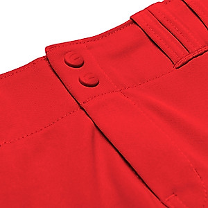 CHAMPRO Women's Tournament Traditional Low-Rise Polyester Softball Pant, Small, Scarlet