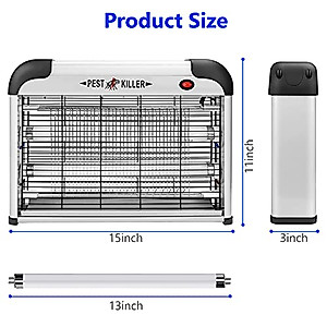 Indoor Bug Zapper, Electric Mosquito Zapper Plug-in, Powerful 20W 2800V Fly Insect Killer Repellent Lamp, Home Pest Control Bug Catcher Eliminator Shocker for Gnat Fruit Fly Moth with Replacement Bulb