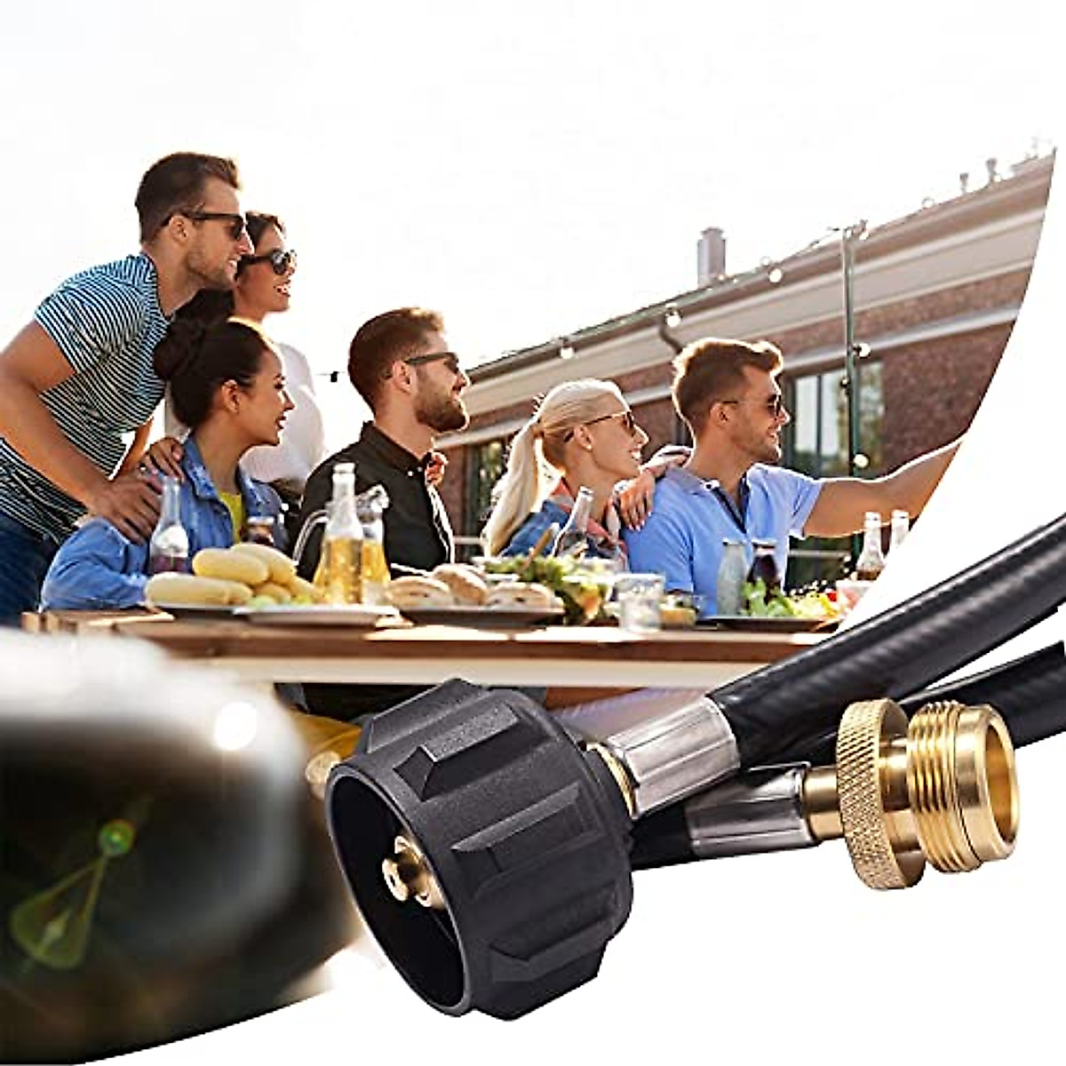 GCBSAEQ 4FT Propane Adapter Hose 1lb to 20lb Propane Tank Hose 1lb Adapter Converter for Portable Appliance Coleman Camping Stove, Buddy Heater, Tabletop Gas Grill