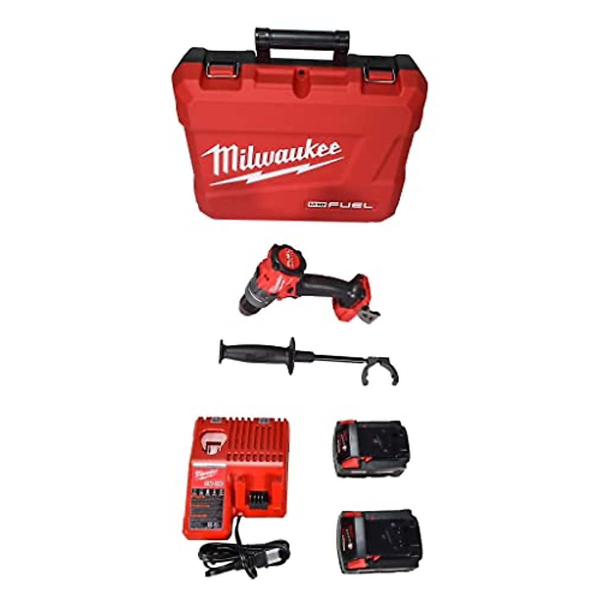 Milwaukee 2904-22 12V 1/2'' Hammer Drill/Driver Kit with (2) 5.0Ah Batteries, Charger & Tool Case Red
