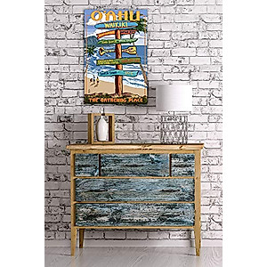 Oahu, Hawaii, Signpost (16x24 Giclee Gallery Art Print, Vivid Textured Wall Decor)