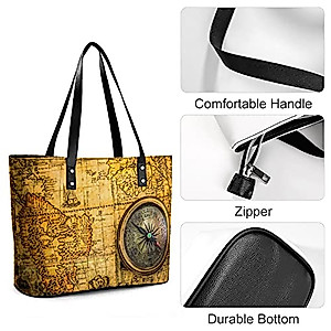 Womens Handbag Compass Leather Tote Bag Top Handle Satchel Bags For Lady