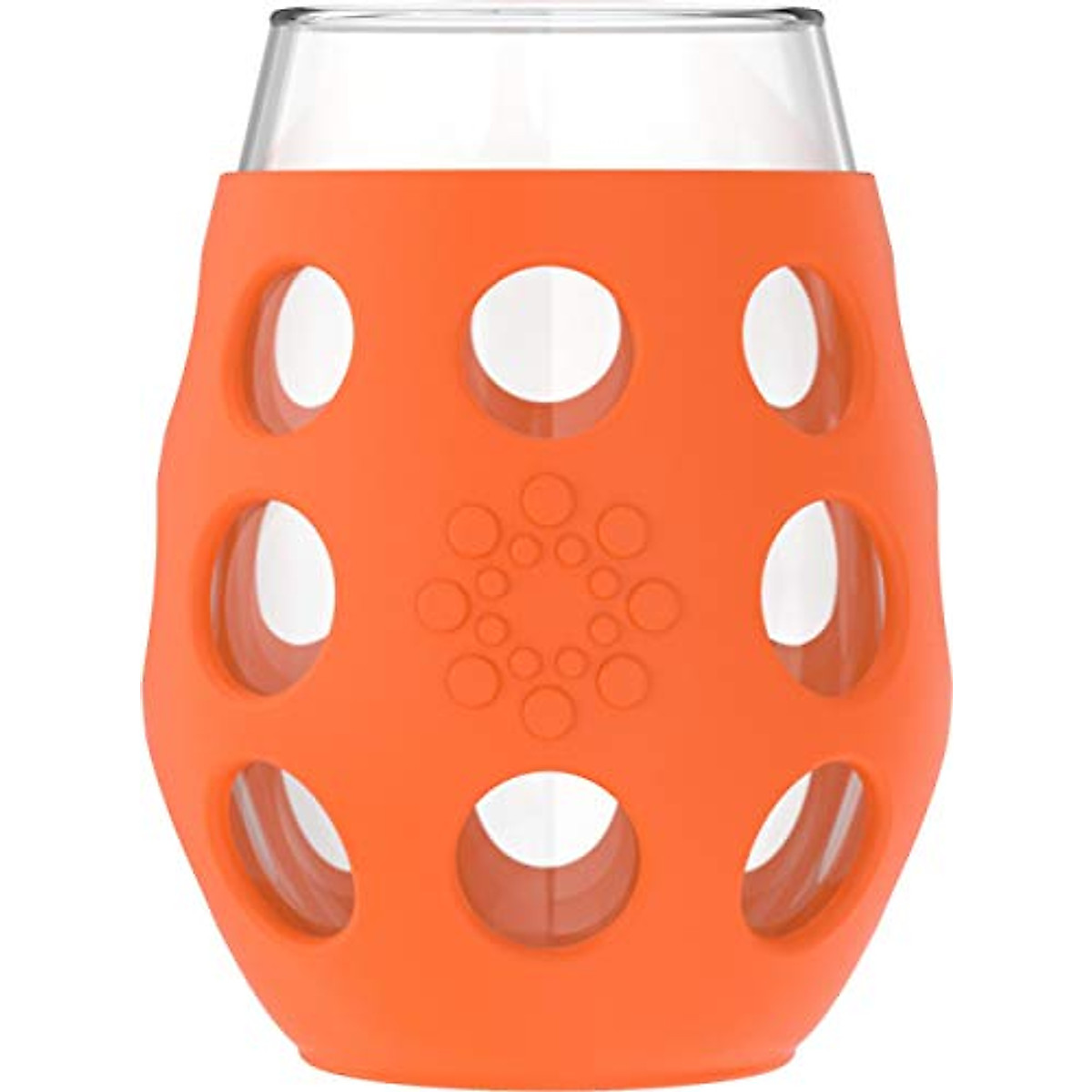 Lifefactory Wine Glass with Protective Silicone Sleeve, 4 Count (Pack of 1), Orange, Cobalt, Grass Green and Huckleberry