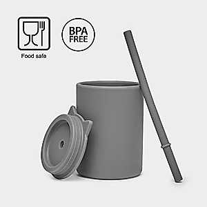 Straw Cups for Toddlers 12M+, Silicone Baby Cup with Straw Non-smell, Silicone Straw Cup 5oz.