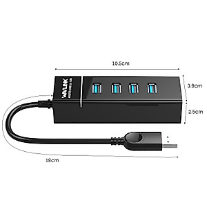 WAVLINK USB 3.0 Hub,4-Port USB3.0 Type A Adapter up to 5Gbps,Portable Data Hub for Windows, Laptop, MAC OS 10.6 to 10.13.3, UltraBook（No Driver Needed,Play and Plug）